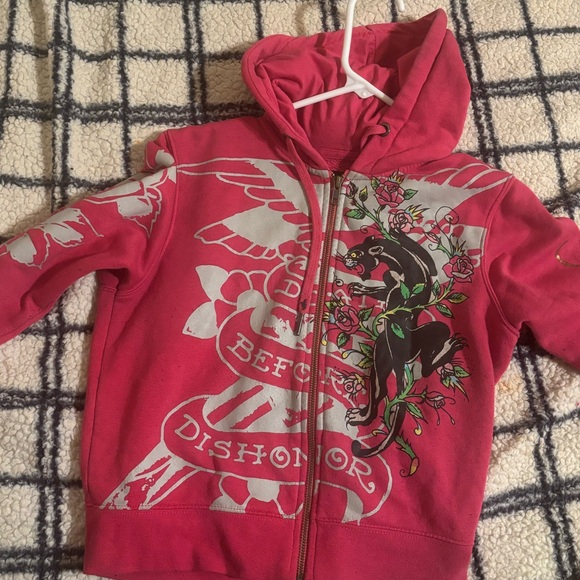 Ed Hardy | Jackets & Coats | Ed Hardy Red Graphic Hoodie | Poshmark